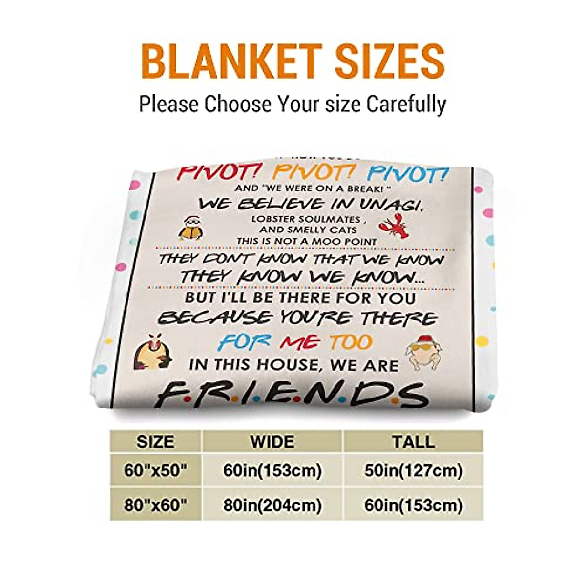 Launchigo Personalised Friends Series Blanket. Fleece Throw Friends TV Show Blanket with Dialogues for Friends Fan. Best Gift for Christmas & Birthday. (Friends Blanket 01, 60" X 80")