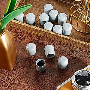 36 Pieces 7/8 Inch Folding Chair Leg Caps Heavy-Duty Plastic Chair End Caps Non-Marring Furniture Glides Round Hardwood Floor Protectors (Grey)