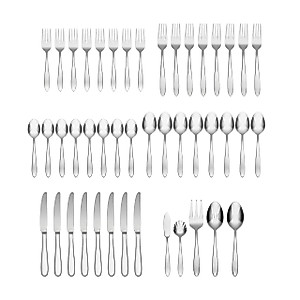 Oneida B336045A Mooncrest 45-Piece Flatware Set, Service for 8,Silver,45 Piece