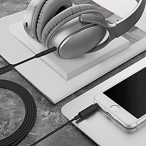 Geekria Audio Cable with Mic Compatible with Bose QC45 QCUltra QC35II QC25 Headphones, 2.5mm to 3.5mm Replacement Stereo Cord with Inline Microphone and Volume Control (4 ft / 1.2 m)