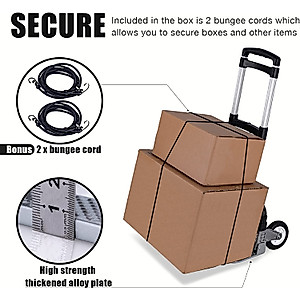 Foldable Hand Truck Dolly Aluminum Folding Hand Cart Luggage Trolley Cart Max 175lbs Capacity Dolly Cart, with Telescoping Handle and Rubber Wheels, Double Bearings