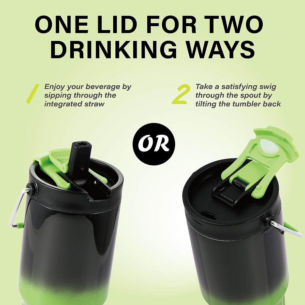 Brwacoz Vacuum Insulated Tumbler with LeakProof Straw Lid and Portable Handle, Reusable Stainless Steel Water Bottle with Non-slip Bottom Pad, Cupholder Friendly Travel Coffee Mug, 28oz, Green