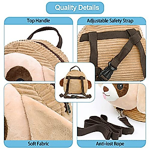 Baby Safety Backpack with Anti-Lost Leash,PHEENOWL Toddler Harness Mini Cute 3D Cartoon Animal Travel Bag with Safety Tether,Kids Backpacks with Safety Harness Reins for Child Boys Girls (Dog)