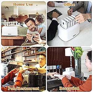 Yoobao Wireless Charging Station, 5 pcs of Ultra Slim Portable Charger 10000mAh, Built-in Cable Power Bank for iPhone/Samsung, Shared Battery Pack for Business/Home/Office/Restaurant/Hotel/Party/Pub