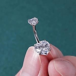Longita belly button rings surgical steel belly brings for Women Heart Belly Piercing Jewelry