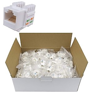 CNAweb Cat5e RJ45 Modular Keystone Jack, 110 Style, White - Box of 100