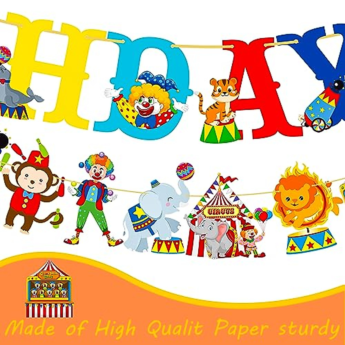 Circus Happy Birthday Banner Carnival Party Banners Circus Birthday Party Decorations 3Pcs Circus Theme Hanging Cutouts Banner for Carnival Baby Shower Supplies