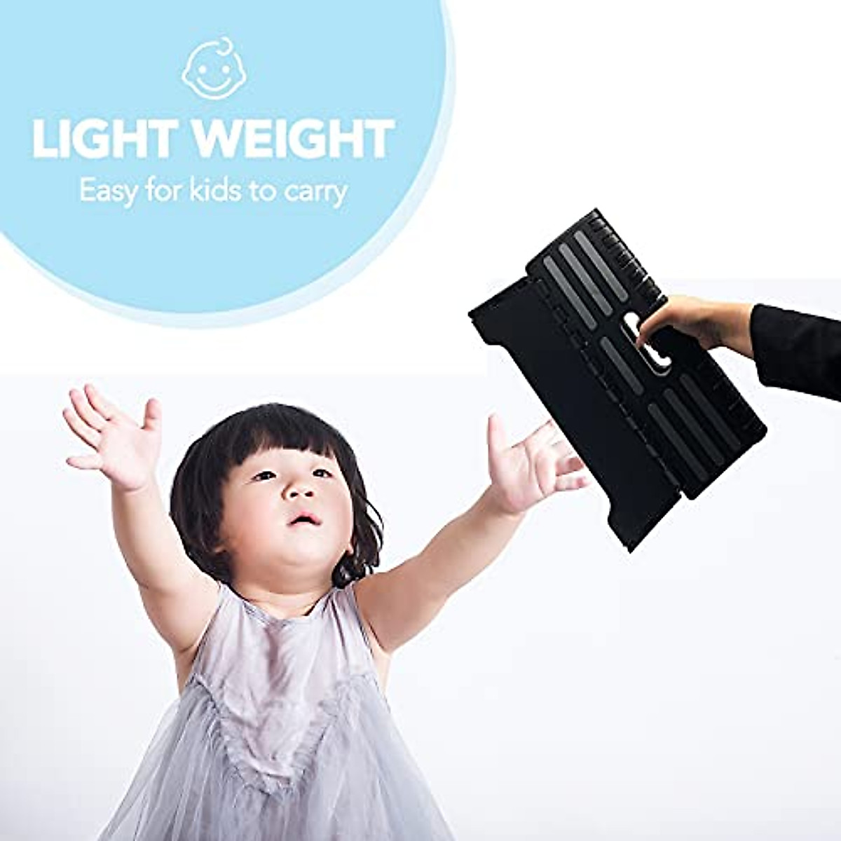 Portable Folding Step Stool 5”, Lightweight Plastic Short Stool Sturdy and Safe, Half Step Height Boost for Seniors and Kids, One Flip Low Step Riser with Handle