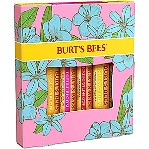 Burt's Bees Lip Balm Easter Basket Stuffers, Lip Care Gifts for All Day Hydration, In Full Bloom Set - Beeswax, Dragonfruit Lemon, Tropical Pineapple & Strawberry, 4 Pack (Packaging May Vary)