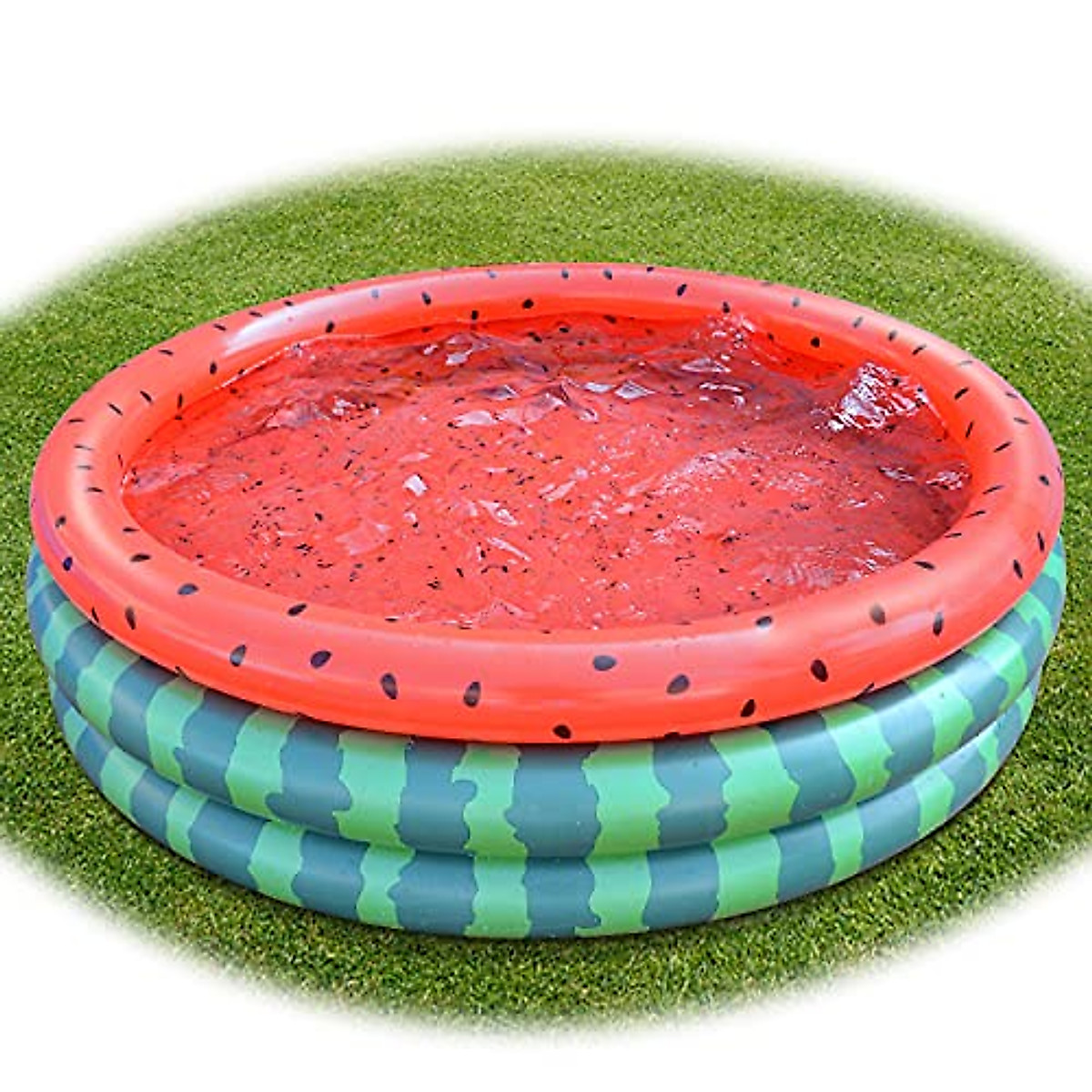 47" x 47" x 12" Inflatable Kiddie Pools 3 Ring Watermelon Plastic Paddling Pool Baby Swimming Pool for Toddler Backyard Garden Outdoor Blow Up Wading Pools Childrens Pools Pit Ball Pool