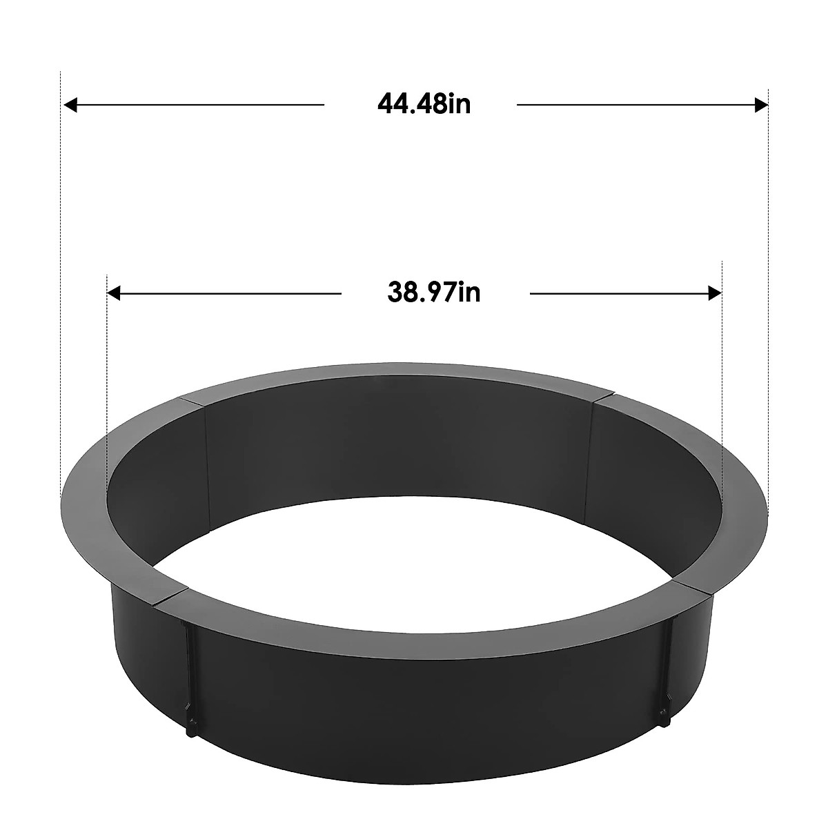 TELAM Outdoor Fire Pit Ring 45inch Fire Liner Wood Burning Firepits Campfire Ring Heavy Duty in/Above Ground Metal Fire Ring Kit Outdoor 45'' Outer 39'' Inner for BBQ Grill, Beach Camping