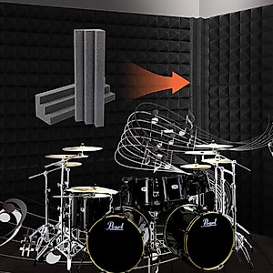 24 Pack Bass Traps Acoustic Foam Panels Sound Proof Padding 12" X 3" X 3", High Density Studio Foam for Corner Soundproofing Foam, Sound Proof Foam Panels Corner Block