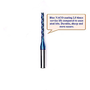 HZBIAO CNC Spiral Router Bit NACO Coating Up Cut End Mill with 1/8 inch Cutting Diameter 1/4 inch Shank STF335