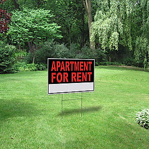 Weatherproof Yard Sign Apartment for Rent Business A Red Lawn Garden 18x12 Inches 1 Side Print