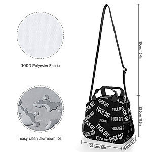 Fuck Off Lunch Box Storage Bag Leakproof Cooler Tote Shoulder Handbag All Over Print