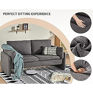 VanAcc Couch, Modern Sofa- Comfy Sofa Couches with Embedded Armrest, 3-Seater Couch for Living Room, Grey Bouclé