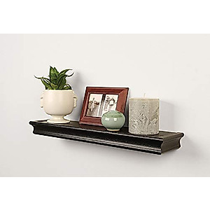 HIGH & MIGHTY 515605 Decorative 18" Floating Shelf Holds up to 15lbs, Easy Tool-Free Dry Wall Installation, Beveled, Retail Packaging, Black