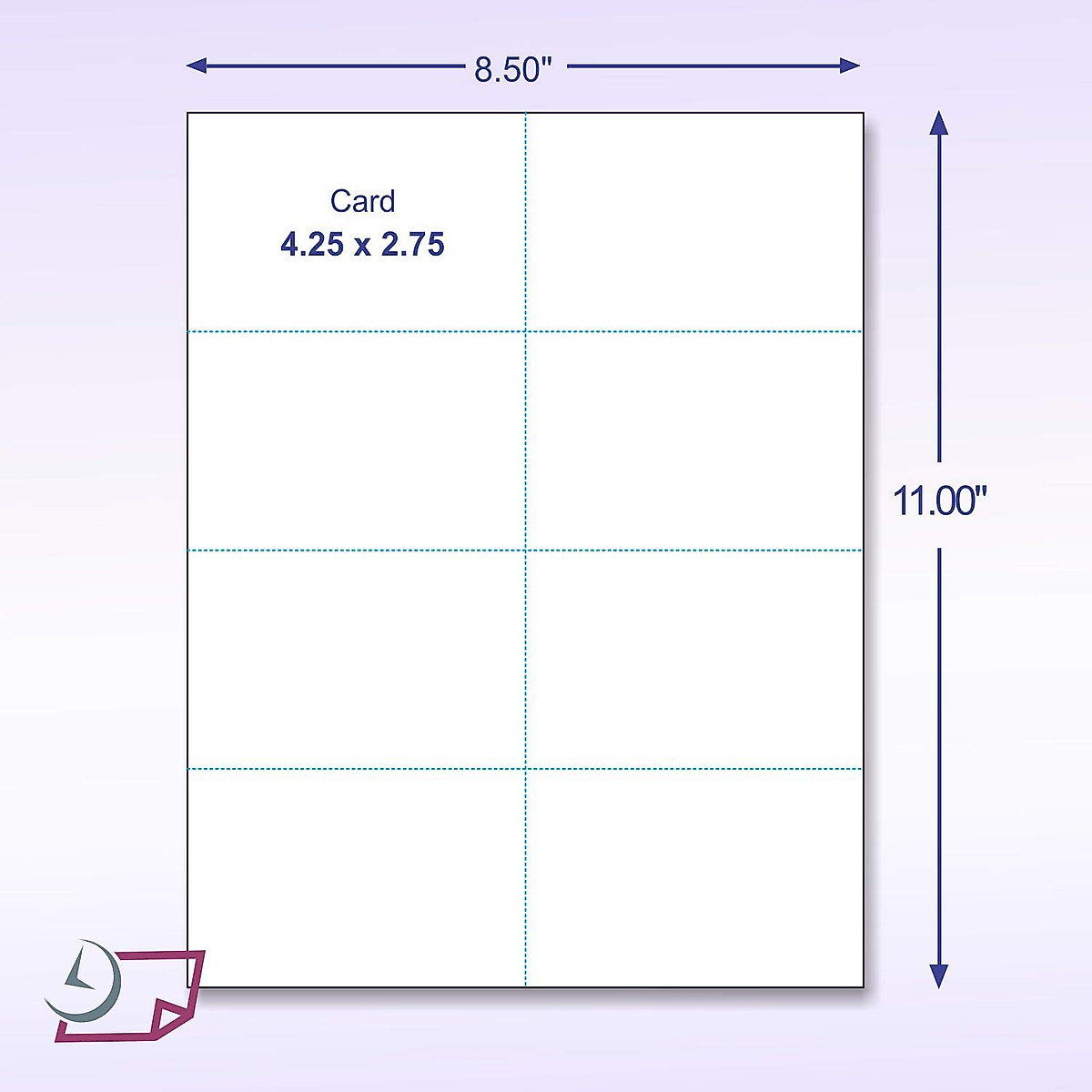 NextDayLabels - 8-1/2" x 11" Laser Printer/Ink Jet Blank Perforated Cards 8 up per Page - 4-1/4" x 2-3/4" Each Card (800 Cards - 125# Tag)