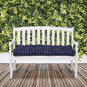 Classic Accessories Outdoor Bench Cushion, Classic Navy, Stripe, 54" W x 18" D x 5" Thick, Outdoor Bench, Bench Cushions, Outdoor Cushions