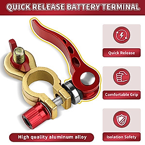 Battery Terminal Connectors 1 Pair, Battery Terminals Brass (M8 x 25mm Bolt), Battery Cable Ends Quick Release, Car Battery Terminal with Anti-Corrosion Pad for Car, caravan, truck, boat by XIOGZAXI