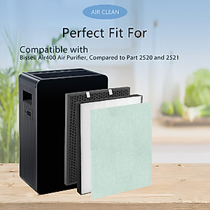 2 Set Air400 True HEPA Replacement Filter Set Compatible with Bissell Air400 Air Cleaner Purifier, 2521 True HEPA Filters and Pre-Filters, 2520 Activated Carbon Filters, Part No# 2521, 2520
