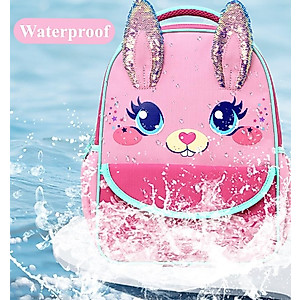 ONGLYP Toddler Backpack for Girls and Boys Ages 2-5,Waterproof Preschool Backpack for Kids,Cute Children Kindergarten Bookbag (Rabbit, Toddler Backpack(Ages 2-5))