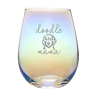 Christmas Gifts for Golden Doodle Lovers, Goldendoodle Mama Rainbow Wine Glass, Great Gift for Dog Lover