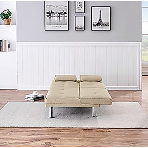 ERYE Modern Futon Sofa Loveseat Convertible Sleeper Couch Bed for Small Space Studio Office Living Room Furniture Sets, Twin Daybed Sofabed 2 Seater Sofa & Couch