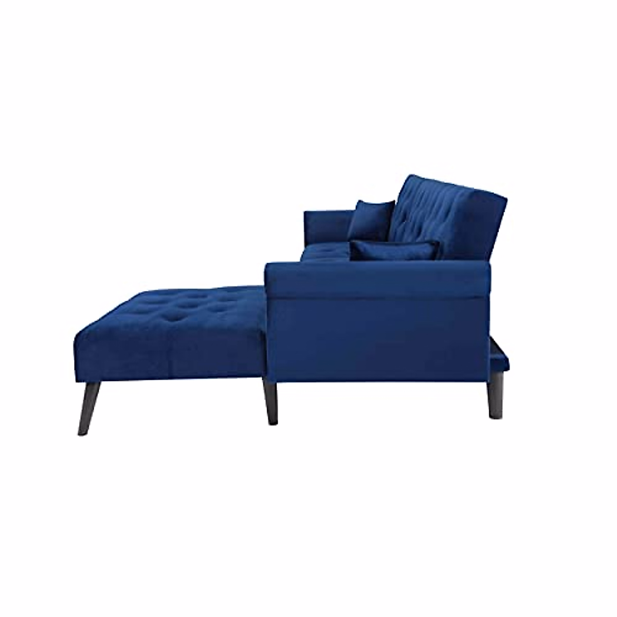 Cotoala L-Shape Convertible Sectional Sleeper Sofa with 2 Pillows, Adjustable Back, Modern Velvet Couch with Lounge Chairs, for Living Room, Office, Blue