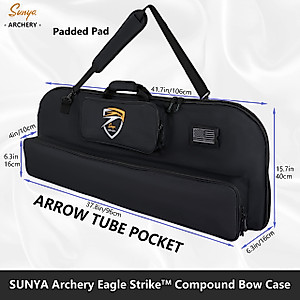 SUNYA Compound Bow Case with Molle System - Neoprene Bow String Protection & Padded Shoulder Sling - Soft Carrying Case for Archery Accessories, Equipment (Black)