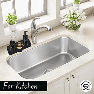 Home Goodies Store, Self draining, Silicone Kitchen Tray and Sponge Holder. Soap Dispenser and Scrubber Sink Caddy. Vanity Sink Accessory Organizer. Black 9'' x 4'' x 5/8''