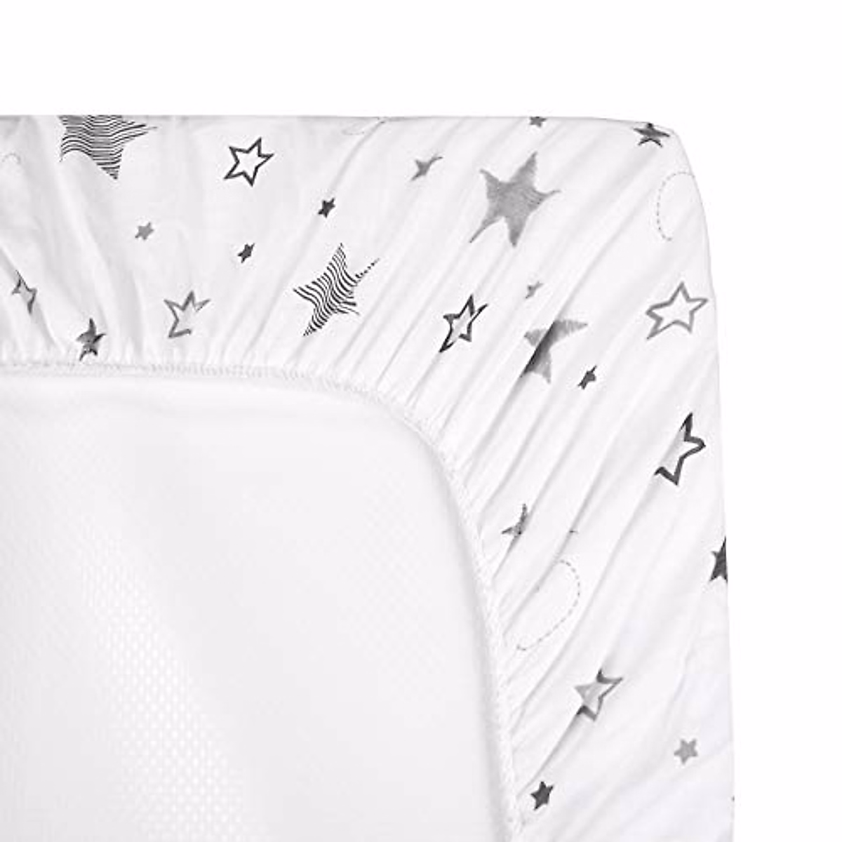 American Baby Company Printed 100% Natural Cotton Jersey Knit 18 x 36 Cradle Sheet - Fitted, Super Stars, Soft Breathable, for Boys & Girls, Single Pack