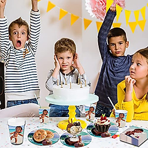 GANKTOWCOY Moana Birthday Party Supplies Baby Moana Children’s Party Favors Includes Cups Plates Napkins for Moana Birthday Baby Shower Decor Blue