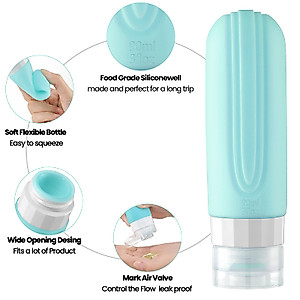 Moohemoo 19 Pack Travel Bottles Set for Toiletries, TSA Approved Travel Size Containers, 3oz BPA Free Leak Proof Silicone Squeezable Travel Accessories, Refillable for Shampoo Conditioner Lotion Soap