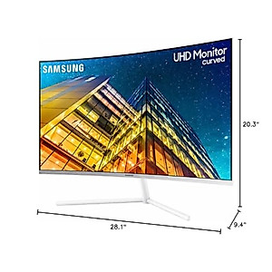 SAMSUNG UR59 Series 32-Inch 4K UHD (3840x2160) Computer Monitor, Curved, HDMI, Display Port, 3-Sided Border-Less, Eye Saver Mode (LU32R591CWNXZA) + Wacky Jacky Cleaning Cloth