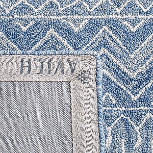 Safavieh Micro-Loop Collection 8' x 10' Blue/Ivory MLP502M Handmade Moroccan Boho Tribal Premium Wool Area Rug