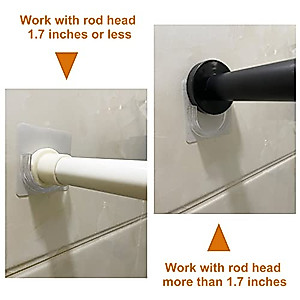 Venupple Shower Rod Holder, Tension Curtain Rod Bracket No Drilling, Adhesive Shower Rod Retainer Shower Curtain Rod Holder | Shower Curtain Rod not Included Transparent