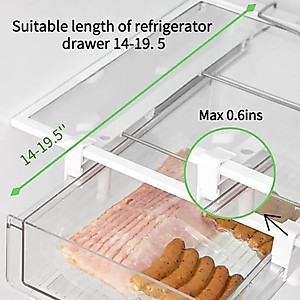 vacane Refrigerator Organizer Bins, Clear Plastic Fridge Drawer With Handle Pull Out Fridge Drawer Organizer Under Shelf Drawer For Cheese, Deli Meat, Drinks, Fruit, Vegetable, Heavy Duty-M