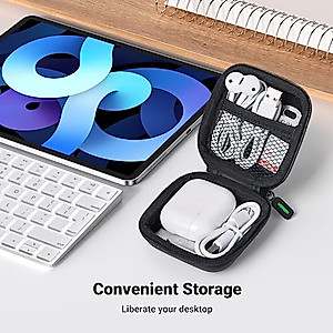 UGREEN Square Earbud Case, Waterproof Headphone Case, Hard EVA Shell Earbud Case Pouch, Earphone Case Accessory with Carabiner, for Earphone, Earbud, Earpieces, SD Memory Card, Camera Chips, Black