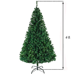 6ft 1050 Branch Christmas Tree Foldable Metal Stand, Indoor Xmas Full Tree for Office Home Store Party Holiday Deco