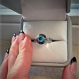 JNJ Women's Class Ring, personalized for high school and college graduates, Sterling Silver, Birthstone Class Ring, Classy collection-Jour Nouveau Jewelry (Platinum)