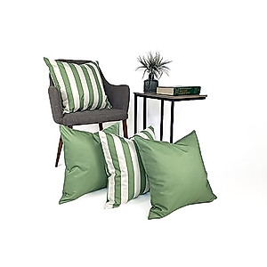 Ensperta Pack of 2 Outdoor 18x18 Waterproof Green Throw Pillow Covers Decorative Square Patio Pillows for Patio Furniture (Loden Frost)