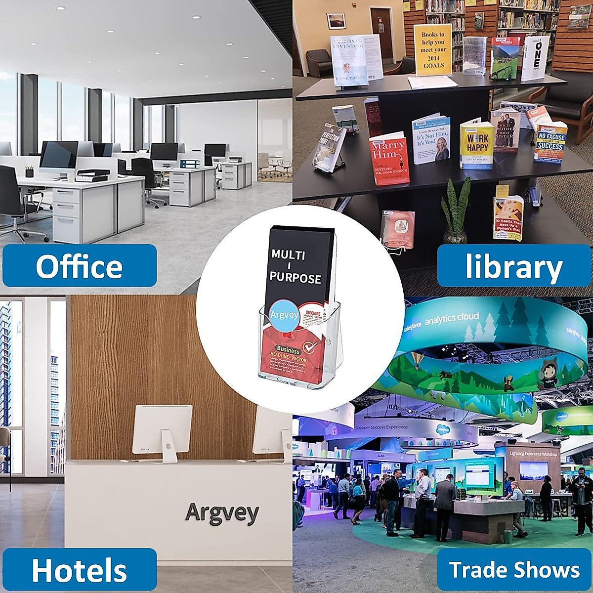 Acrylic Brochure Holder, 6-Pack Plastic Trifold 4 Inches Wide Pamphlet Holder Wall Mount/Countertop Organizer for Display Flyer, Booklet, Document, Literature