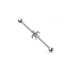 Body Accentz Industrial barbell Sea Turtle 316L Surgical Steel bar 14g