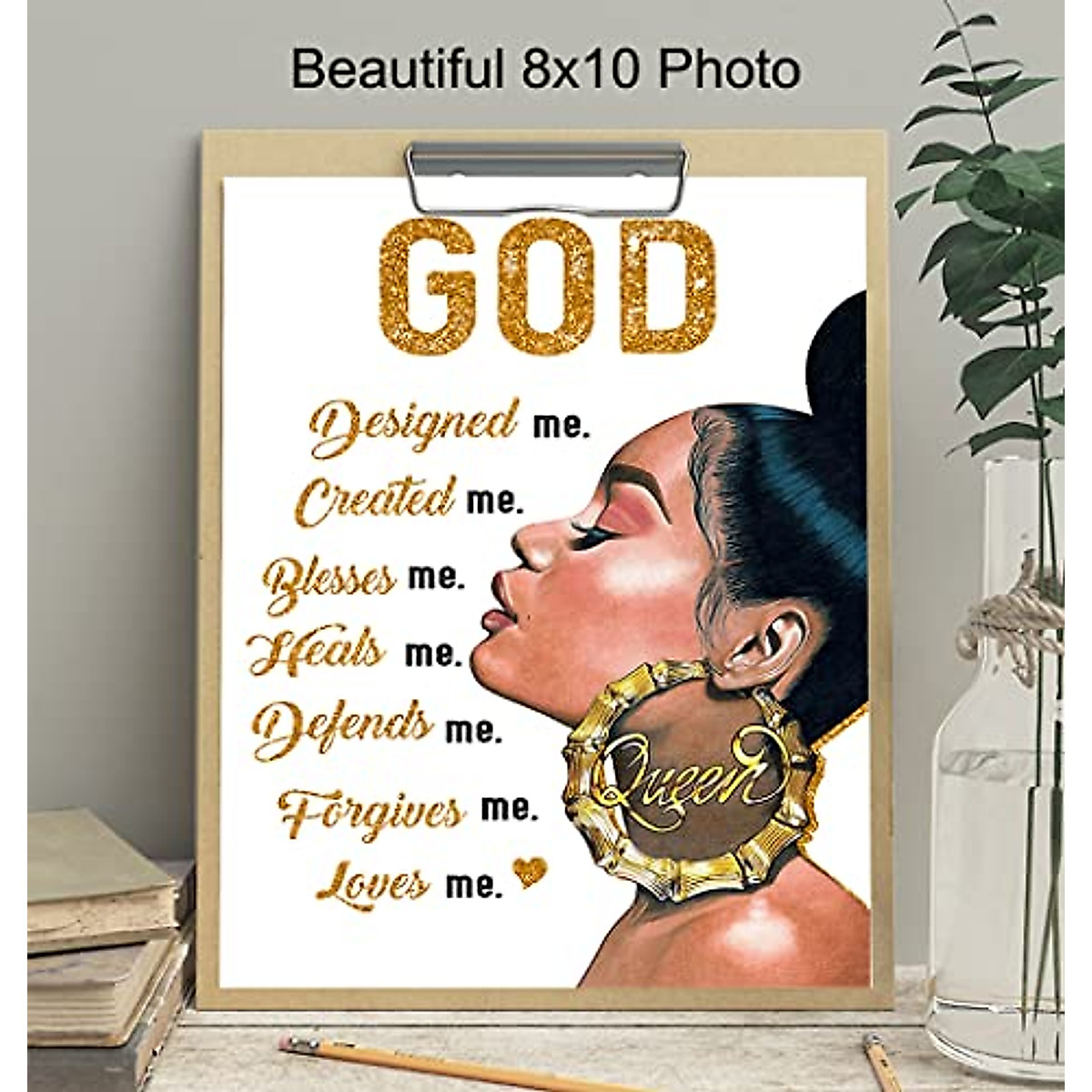 African American Art - Black Art - spiritual Religious Wall Decor - Black women - Inspiration Christian Gifts for Women, African Americans Black Girl - Christian Wall Decor- Faith God Wall Art & Decor