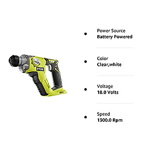 Ryobi 18-Volt ONE+ Lithium-Ion Cordless 1/2 Inch SDS-Plus Rotary Hammer Drill (Tool Only) (Non-Retail Packaging)