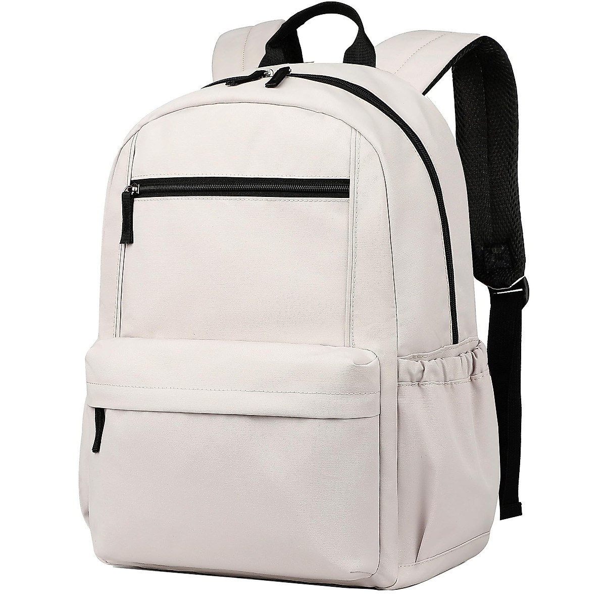 Vorspack Backpack for Men and Women - Lightweight Backpack Classical Basic Bookbag with Multi-pockets Casual Daypack for College Workplace Travel - Beige