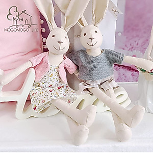 GRANDFINE Luxury Dressed Bunny Girl Stuffed Toys, Lovely Handmade Rabbit Cloth Doll with Flowery Dress,Fresh Valentine's Gift,Little Girl Day Play time Dolly 13''
