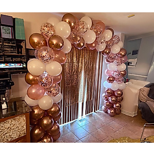 ADOINBY Rose Gold Balloons Arch Kit, 140Pcs Metallic Rose Gold White Balloon 18 12 10 5 Inch Different Size Balloons Garland Kit for Birthday Party Bridal Shower Wedding Girls Engagement Decorations