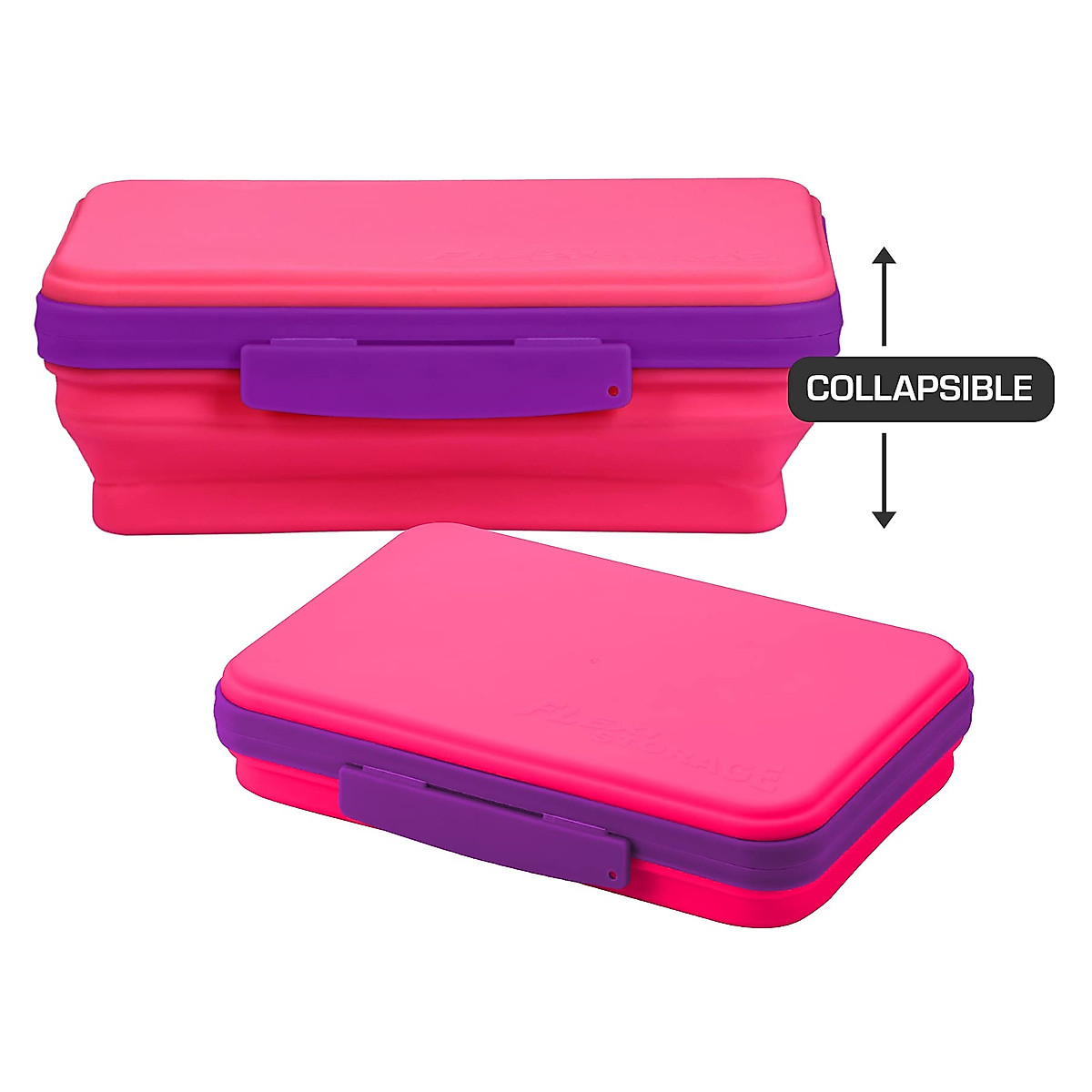 It's Academic Flexi Storage Box with Lid, Collapsible Pencil Case Design for Craft and School Supplies, 3-Pack